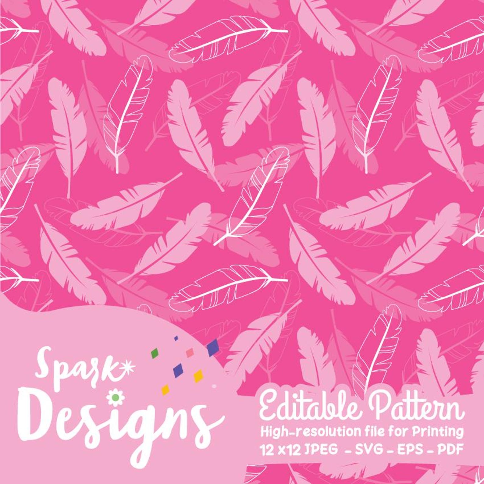 Pink Plumes Seamless Repeat Pattern / Fabric Design / Surface Pattern ...