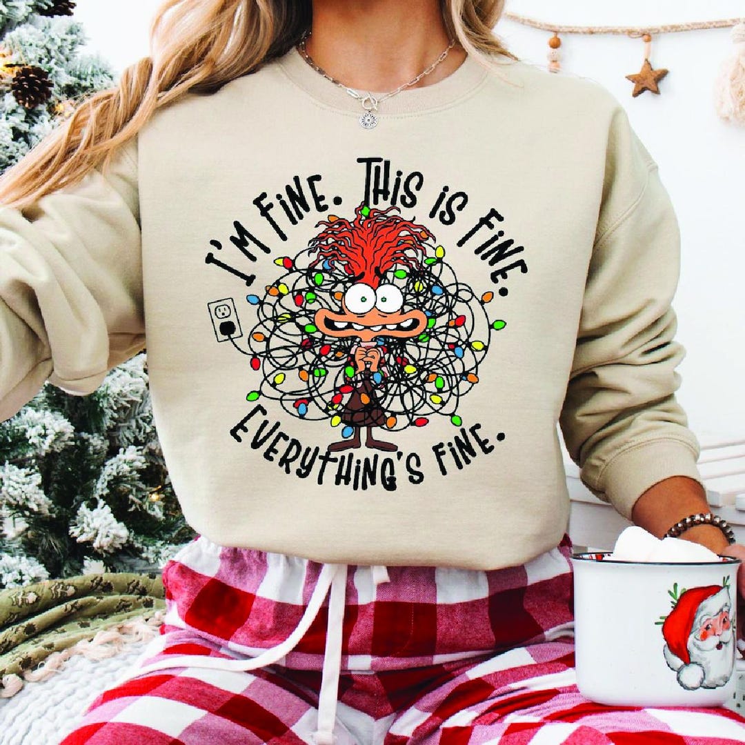 I'm Fine This is Fine Everything is Fine Png, Christmas Lights Png ...