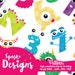 Cute Monster Alphabet and Set of Monster Numbers Seamless Repeat ...