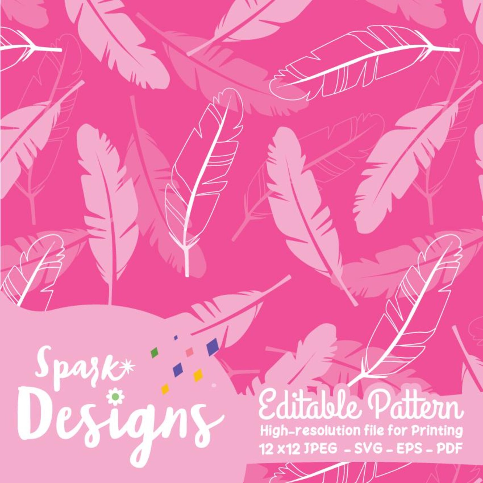 Pink Plumes Seamless Repeat Pattern / Fabric Design / Surface Pattern ...
