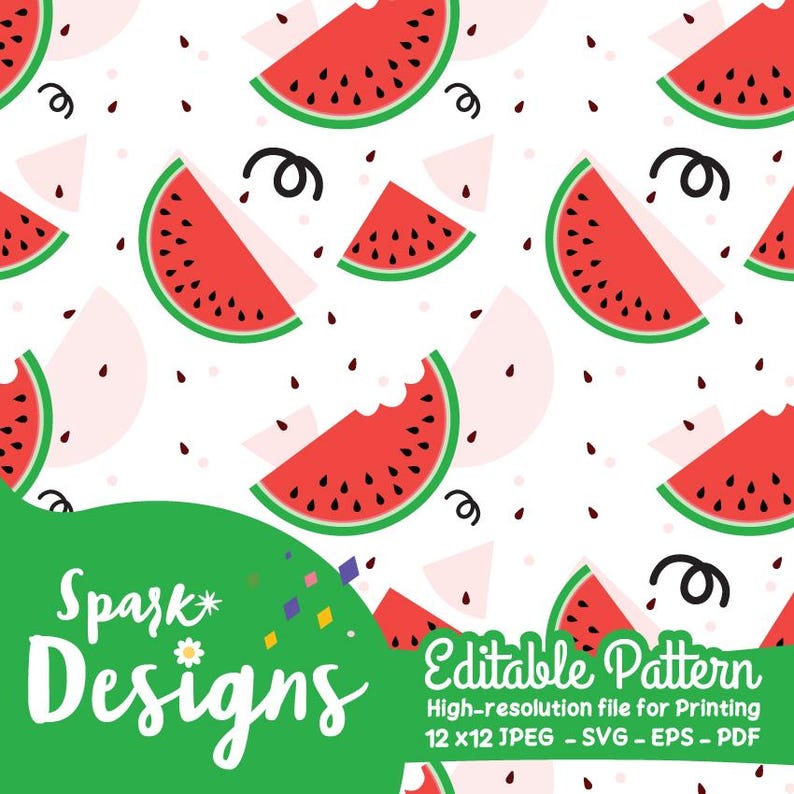 Watermelon Fruit Seamless Repeat Pattern. Summer Background, Digital ...