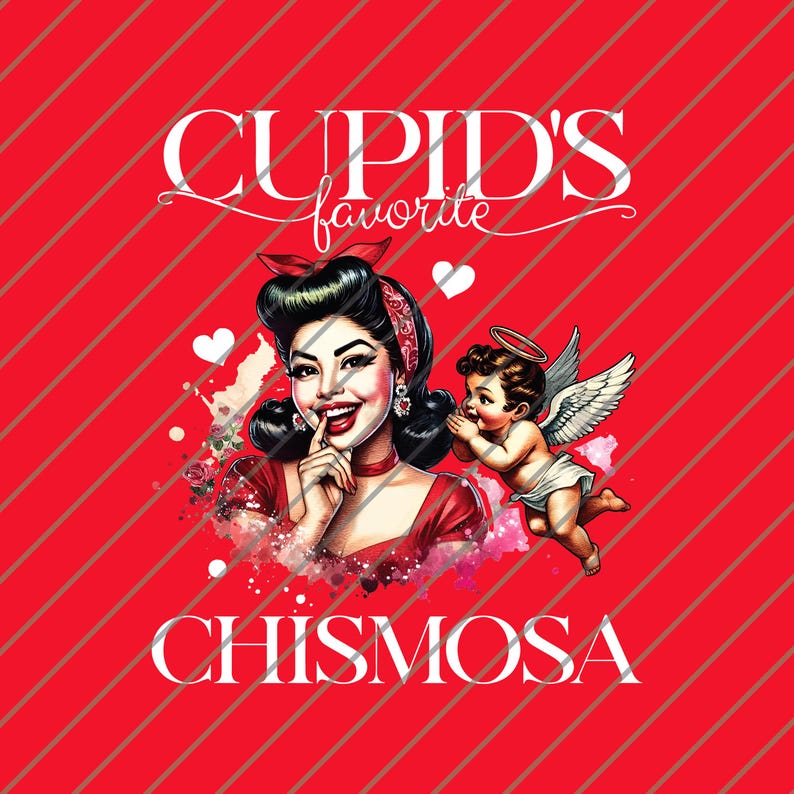 Cupid Chismosa PNG, Chisme Latina Hispanic Craft Valentines Day, Retro ...