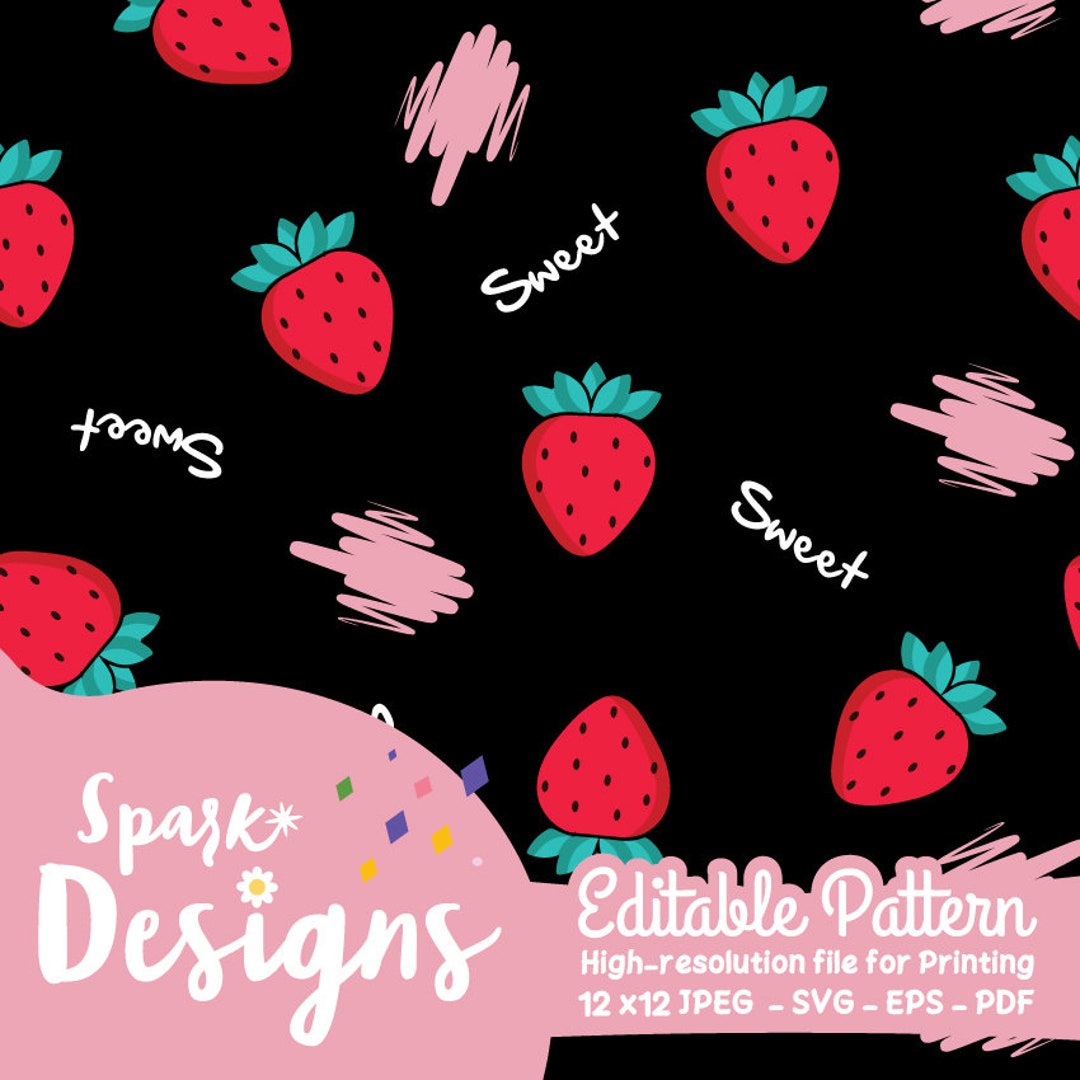 Sweet Strawberry Colorful Seamless Pattern, Fabric Design, Surface ...
