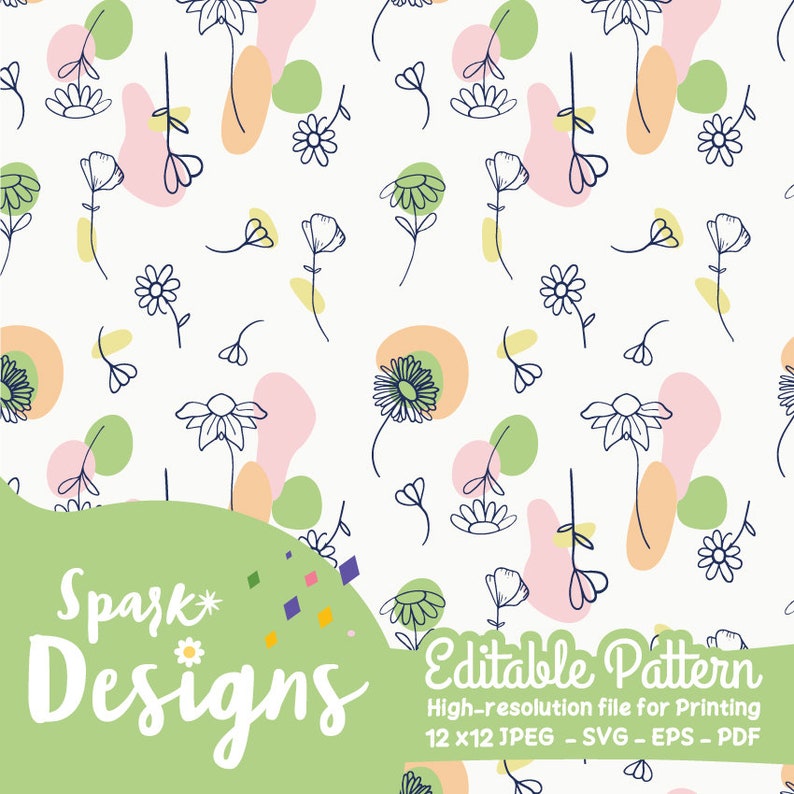 Summer Retro Daisy Floral Digital Seamless Repeat Pattern for Fabrics ...