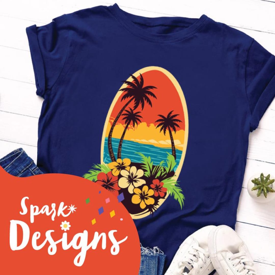 Hawaiian Surf Board Png/svg, Palm Tree Surf Board Png, Ocean Front Surf ...