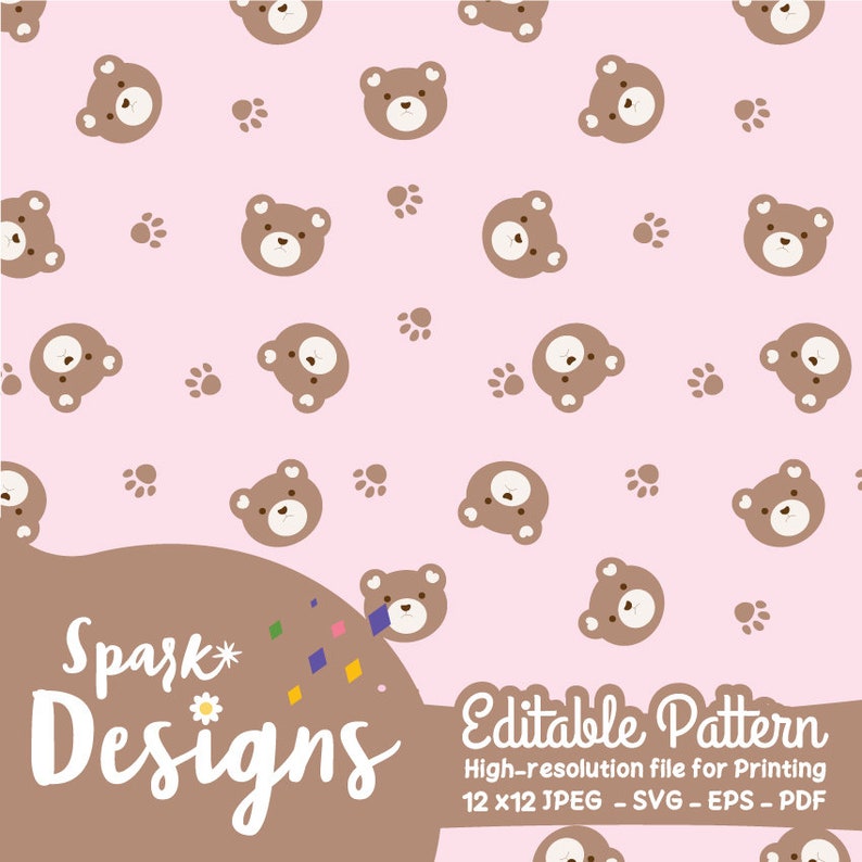 Cute Bear Pattern for Boys & Girls, Bear Paw, Fabric Design,surface ...