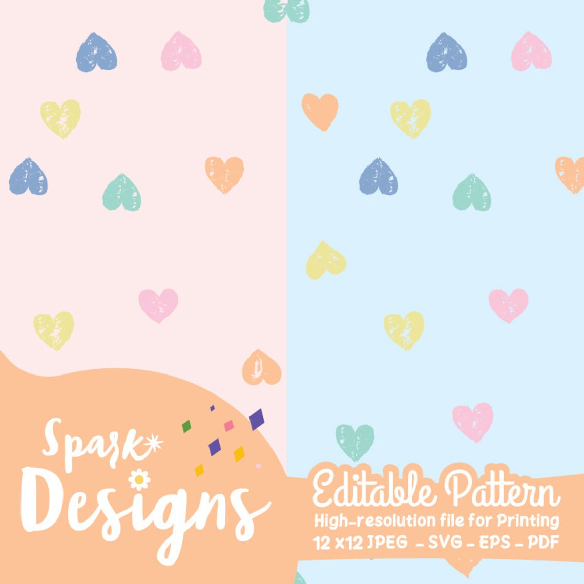Cute Colorful Tiny Hearts Seamless Repeat Pattern, Fabric Design ...