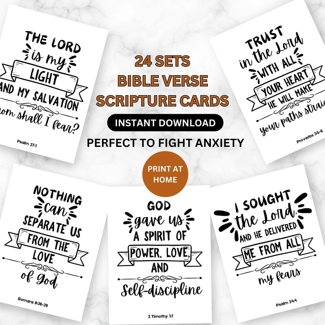 24 Bible Verse Cards for Anxiety, Bible Verses for Emotions Printable ...