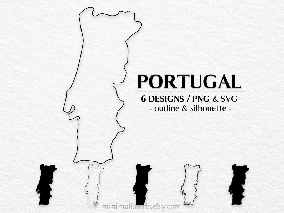 Portugal Map SVG & PNG Bundle – Map of Portugal, Silhouette and Outline ...