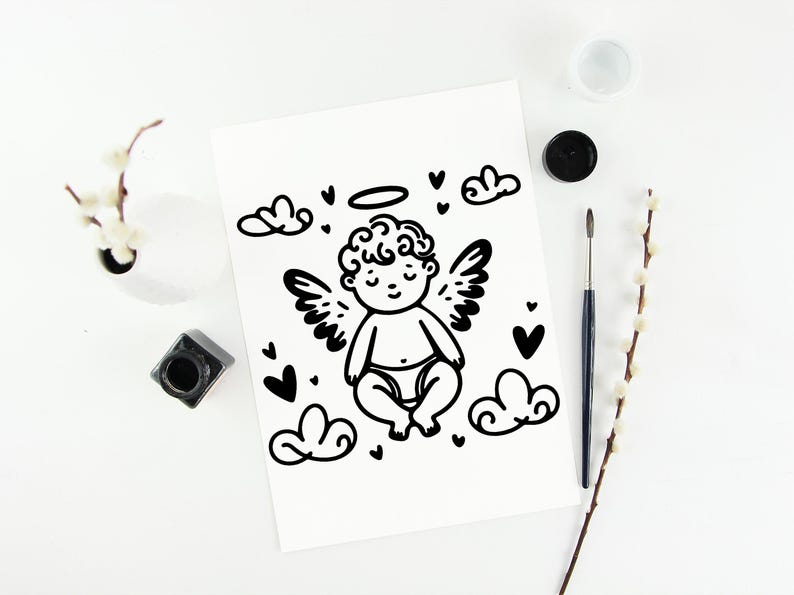 Baby Boy Angel SVG PNG: Memorial Doodle Design (digital File) - Etsy