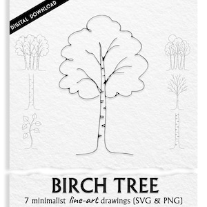 Birch Drawn Tree Svg - Etsy