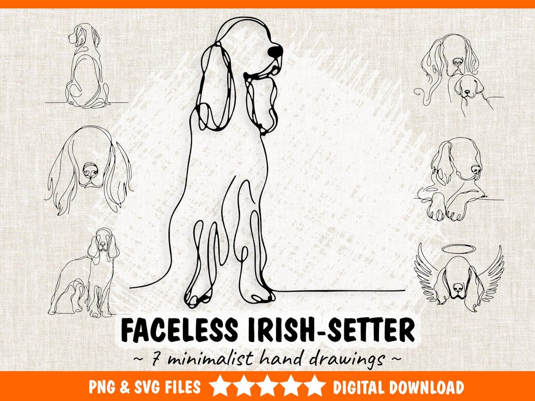 Irish Setter SVG & PNG Bundle – 7 Irish Setter Minimalist Outline Hand ...