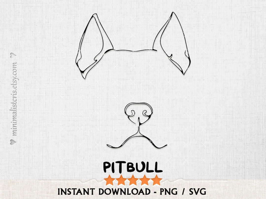 Pitbull Face SVG - Minimalist Line Art Pitbull Head SVG & PNG Outline ...