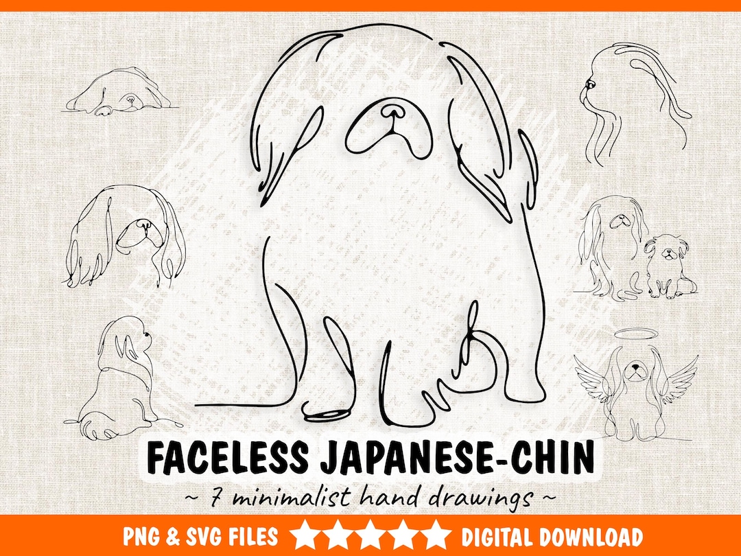 Japanese Chin Line Art SVG PNG Bundle: Minimalist Dog Drawings (digital ...