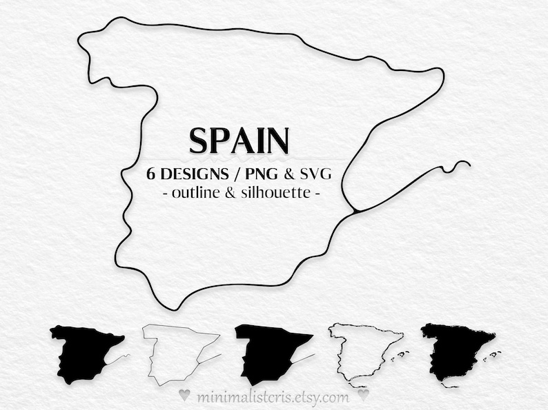 Spain Map SVG & PNG Bundle – Map of Spain, Silhouette and Outline ...