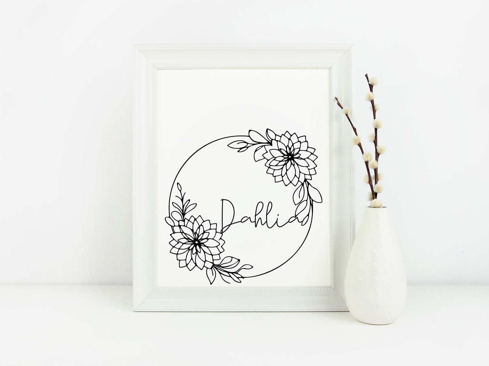 Dahlia Flowers Round Frames SVG & PNG Bundle | 7 Floral Circle Frames ...