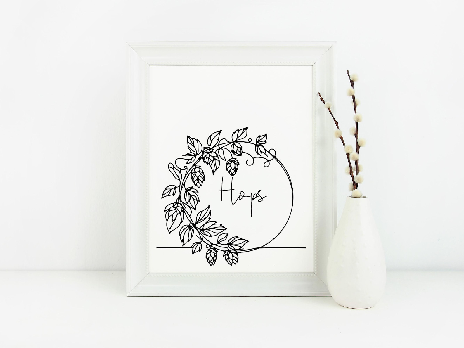 Hand-drawn Beer Hops Round Frames SVG & PNG Bundle | 7 Hops Minimalist ...