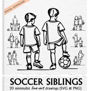 Soccer Siblings SVG – 20 Personalized Soccer Family Drawings, Soccer ...