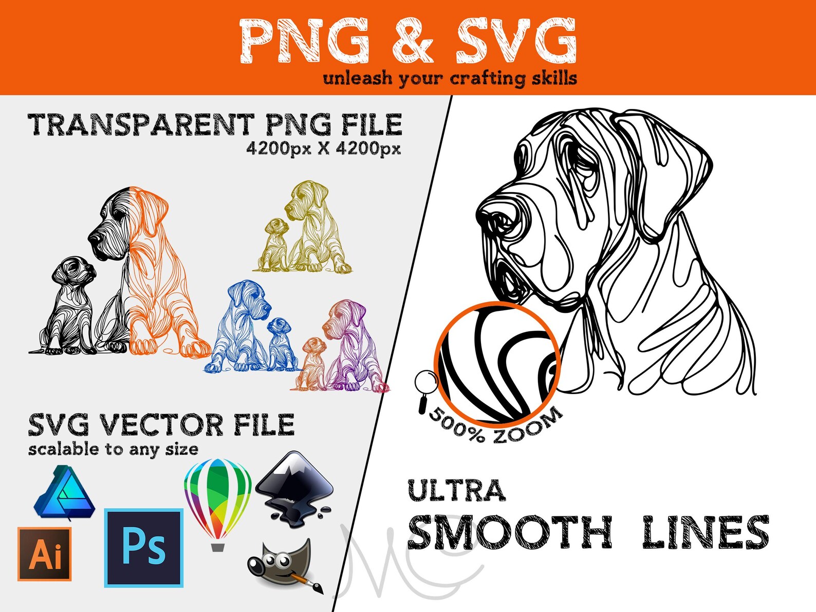 26 Great Dane Dogs SVG & PNG Bundle - Minimalist Lineart Drawing , Dog ...