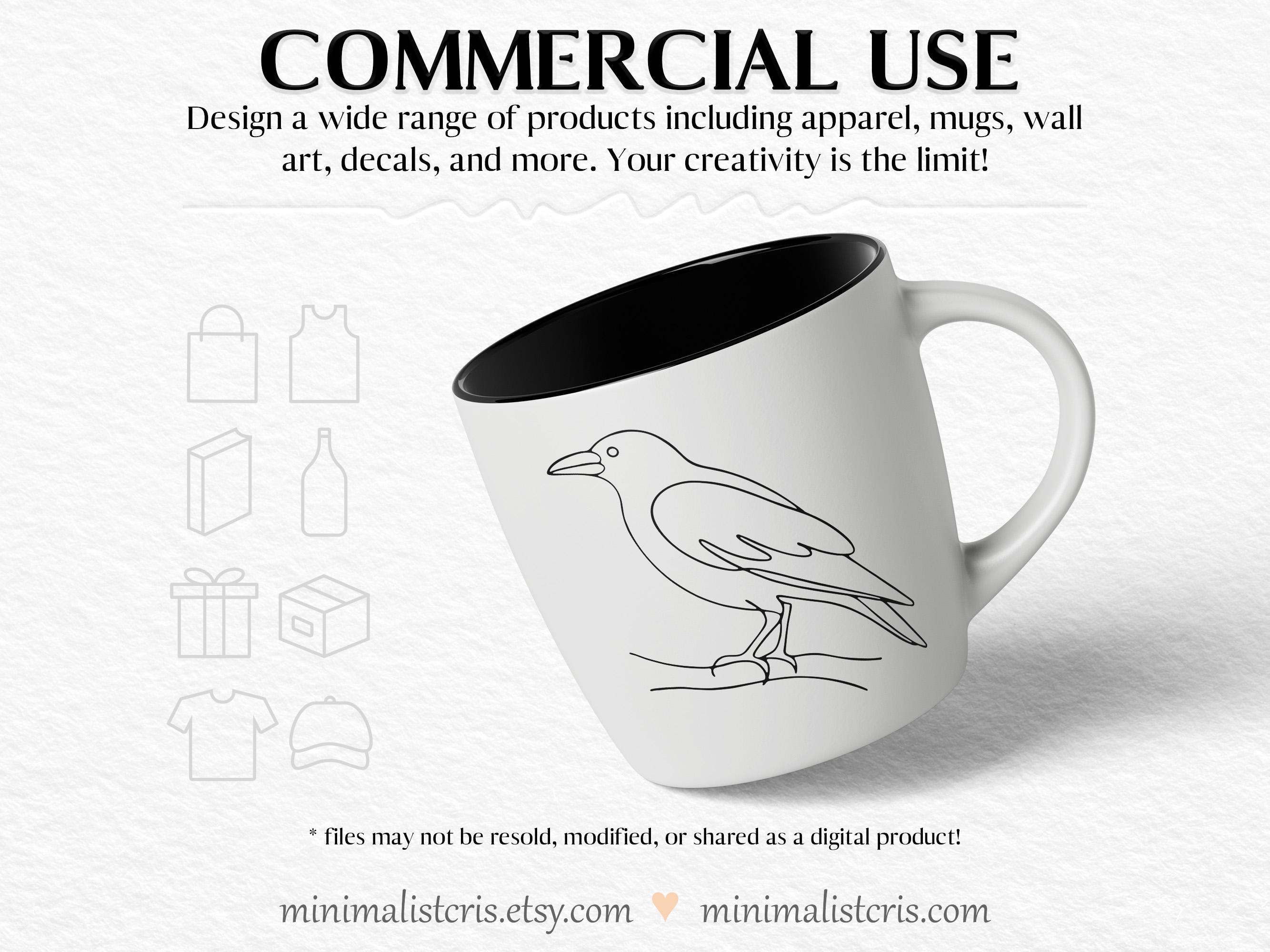 Raven SVG – Minimalist Raven Line Art Outline Drawings, Digital ...