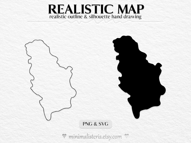 Serbia Outline SVG & PNG Bundle – Minimalist Map of Serbia Drawings ...