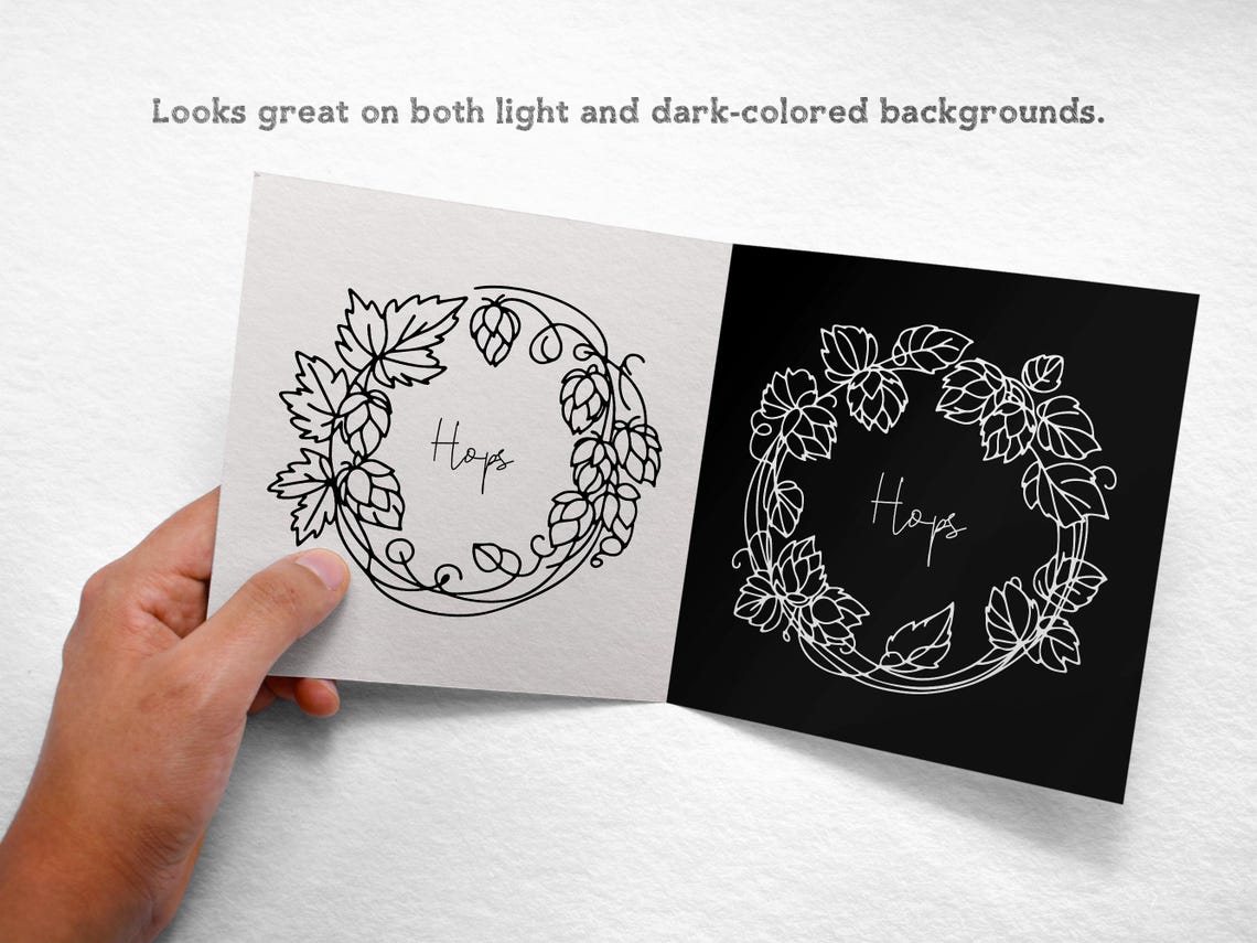 Hand-drawn Beer Hops Round Frames SVG & PNG Bundle | 7 Hops Minimalist ...