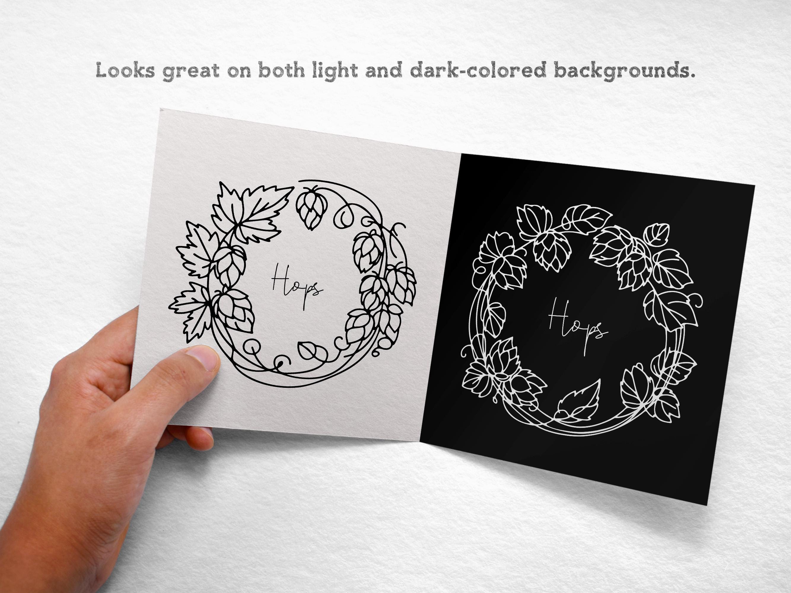 Hand-drawn Beer Hops Round Frames SVG & PNG Bundle | 7 Hops Minimalist ...