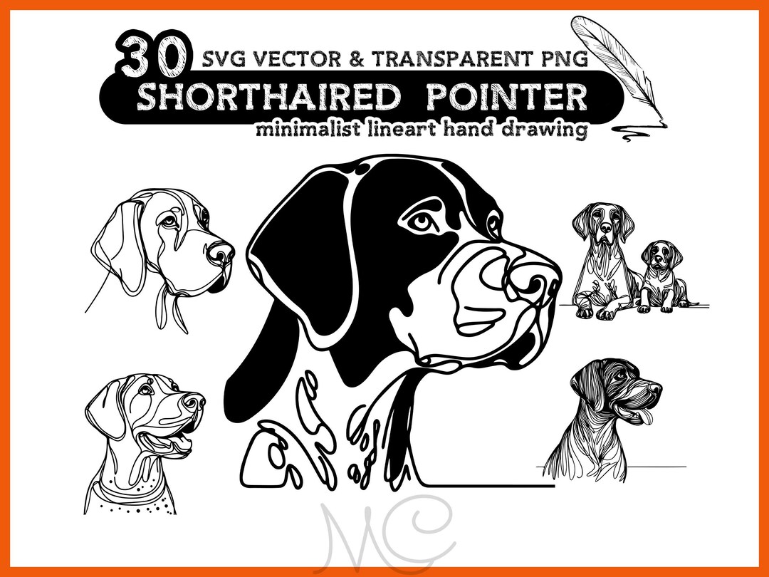 German Shorthaired Pointer Line Art: Dog SVG PNG Bundle (commercial Use ...