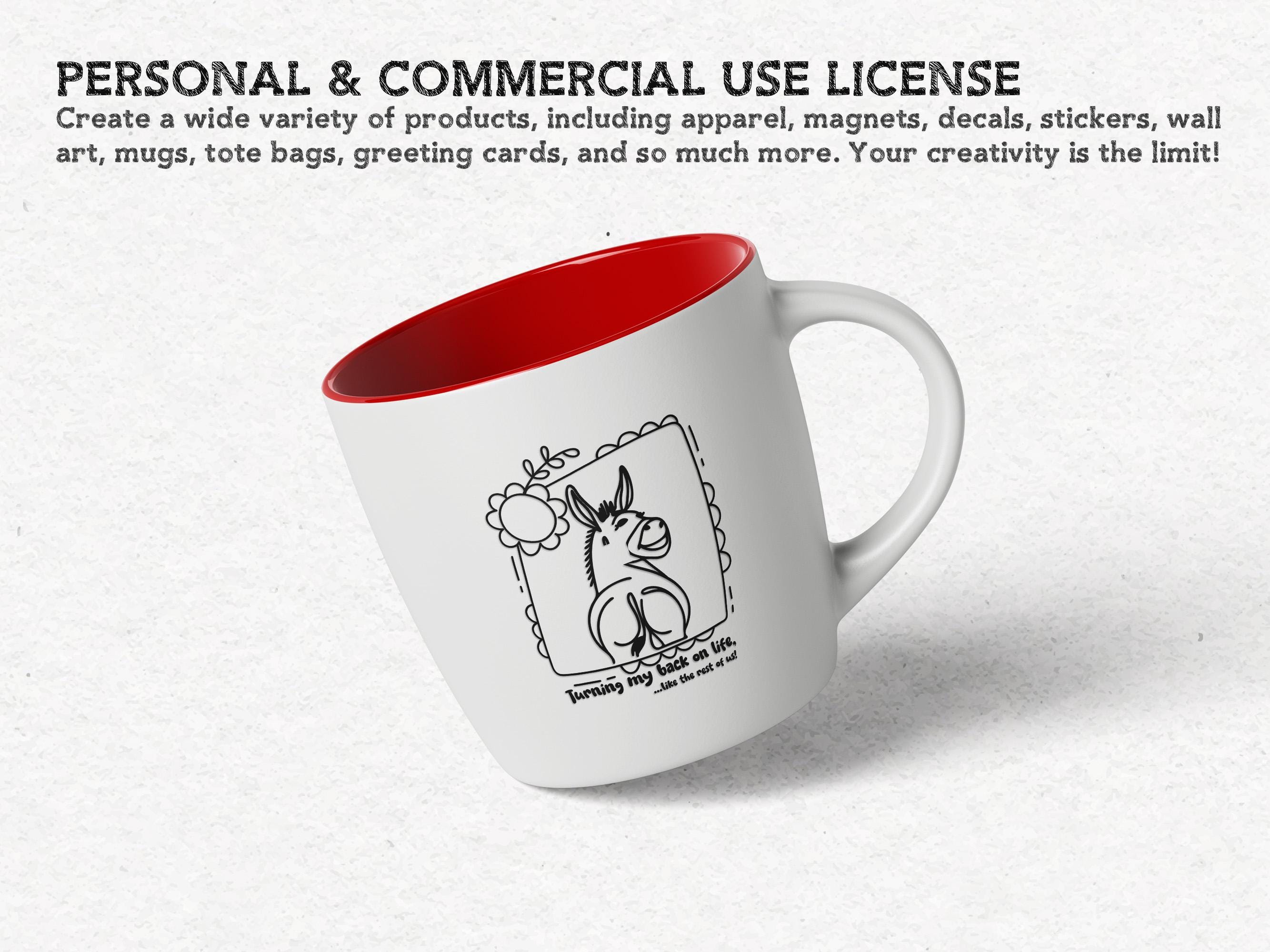 Donkey From Behind SVG & PNG Digital Print Funy Farm Animal Line Art ...