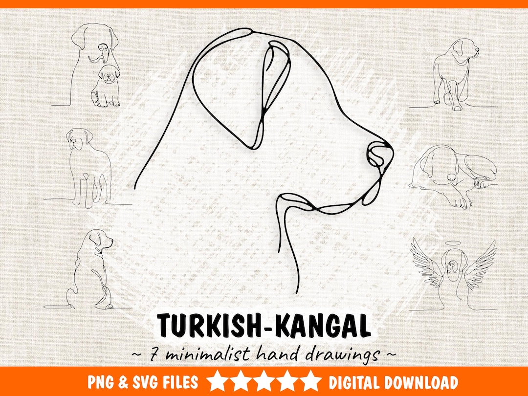 Turkish Kangal Dog SVG & PNG Bundle – 7 Kangal Dog Minimalist Hand ...