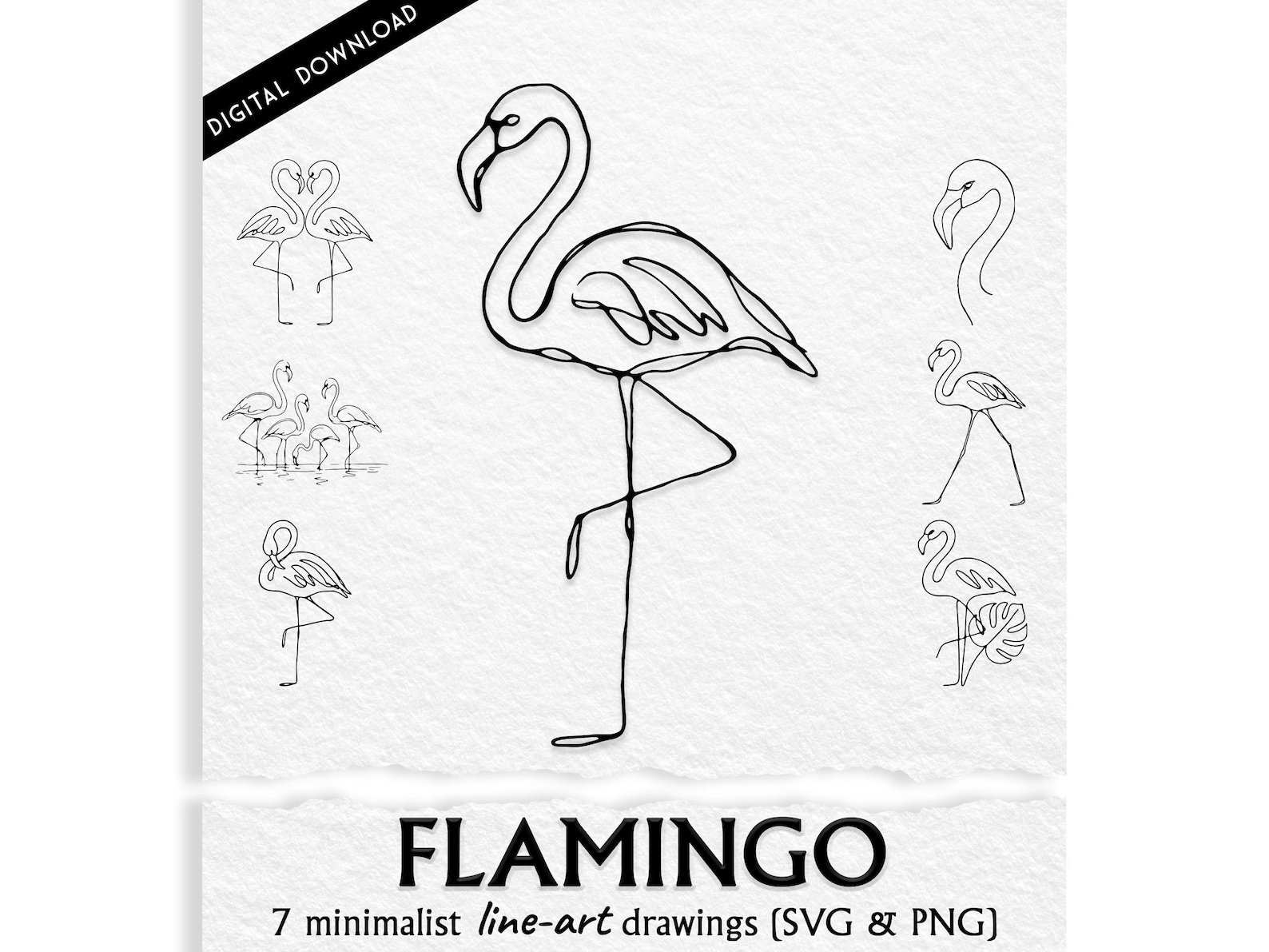 Flamingo SVG – Desenhos minimalistas de flamingos em estilo de arte ...