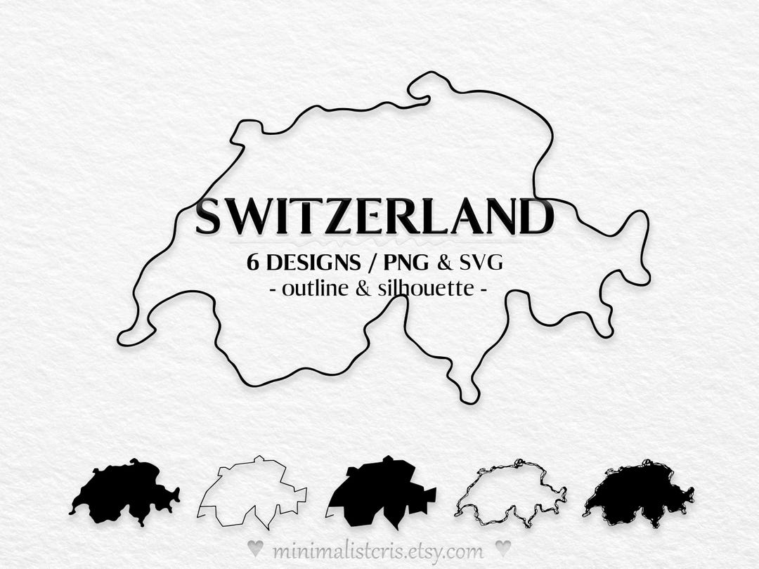 Switzerland Map PNG & SVG Bundle – Map of Swiss, Silhouette and Outline ...