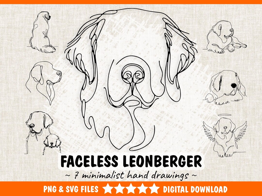Leonberger Dog SVG & PNG Bundle – 7 Leo Dog Minimalist Outline Hand ...