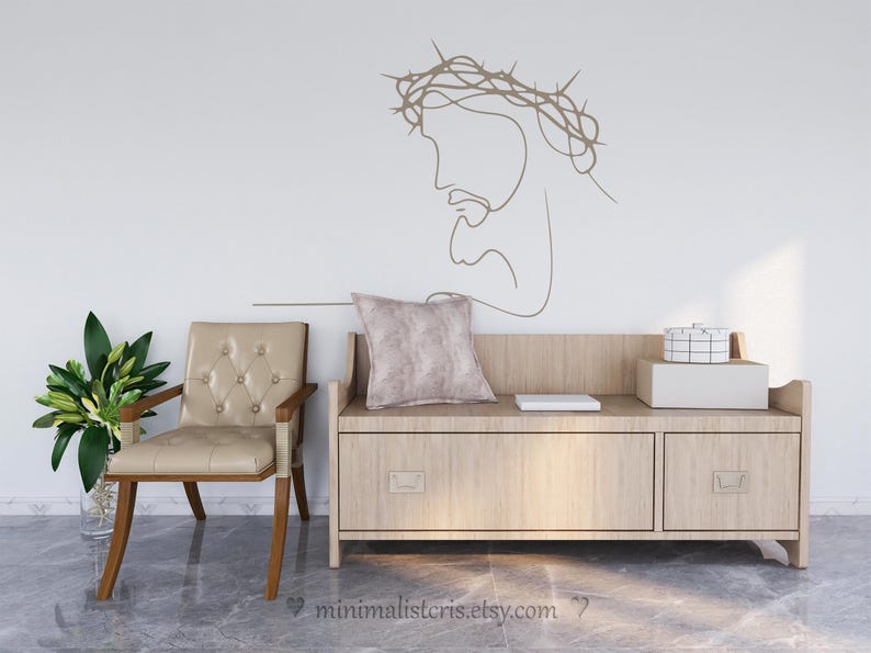 Jesus Profile Portrait Drawing SVG & PNG – Minimalist Christian Line ...