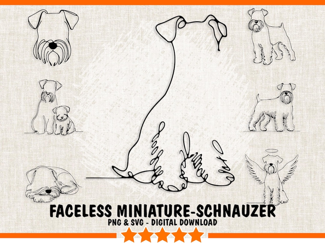 Faceless Miniature-schnauzer Dog Bundle PNG & SVG – 7 Minimalist Line ...