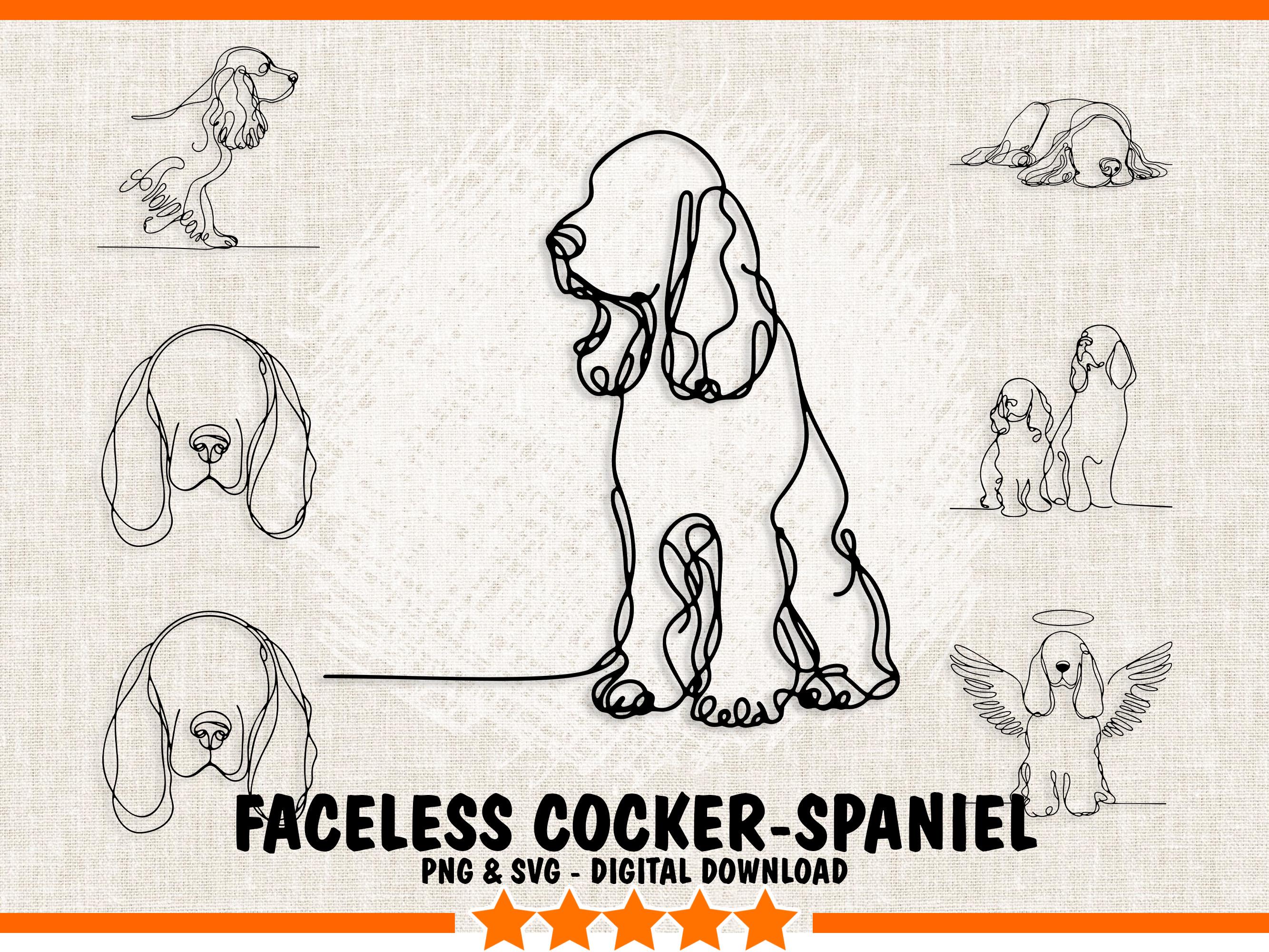 Faceless Cocker Spaniel Dogs SVG & PNG Bundle – 7 Minimalist Cocker ...