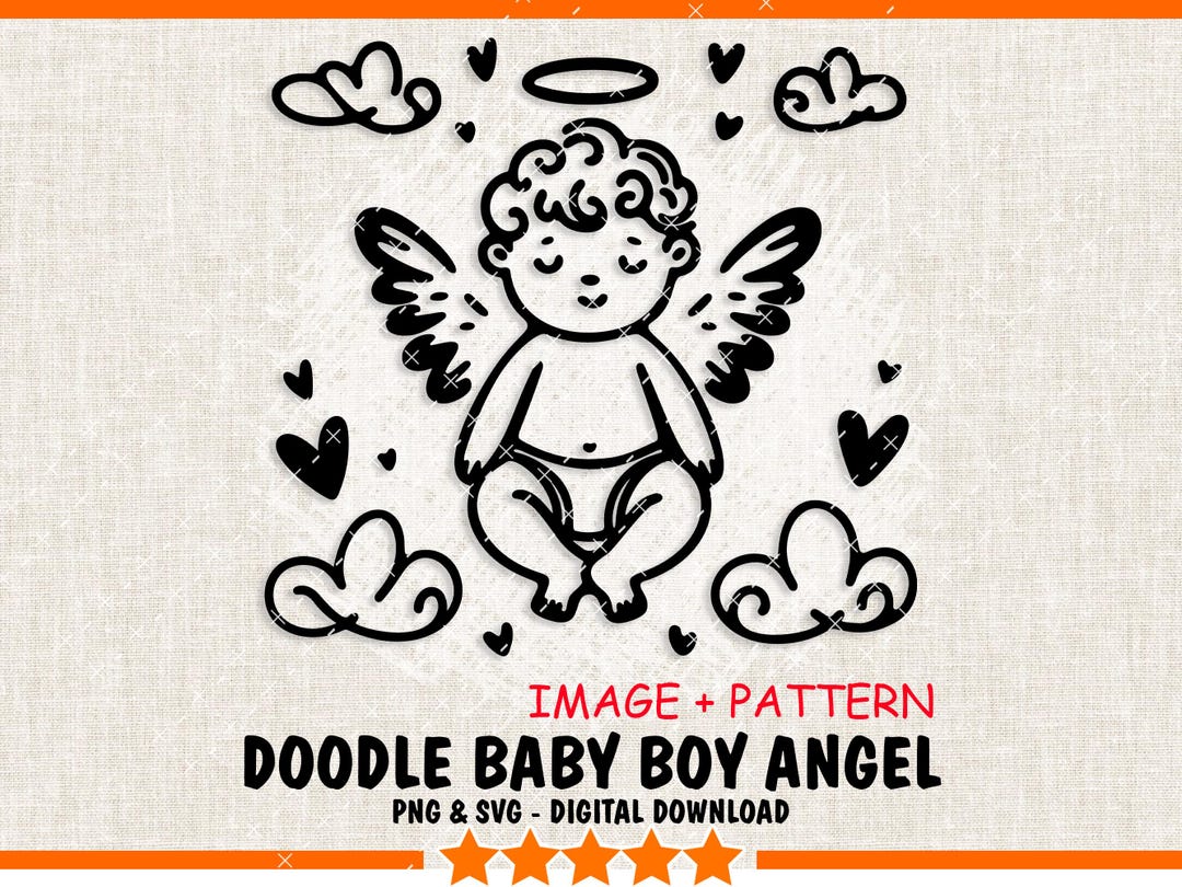 Baby Boy Angel SVG PNG: Memorial Doodle Design (digital File) - Etsy