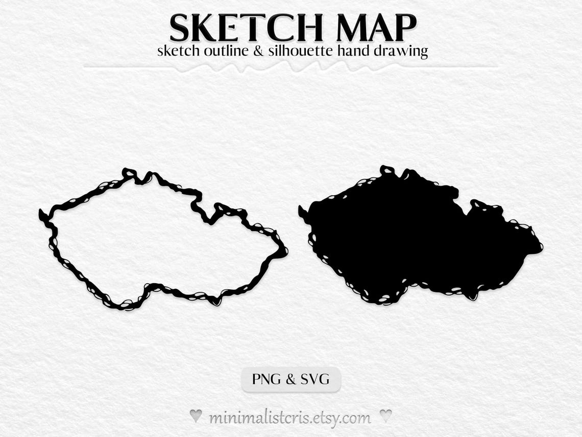 Czech Republic Outline SVG & PNG Bundle – Minimalist Czech Map Drawings ...
