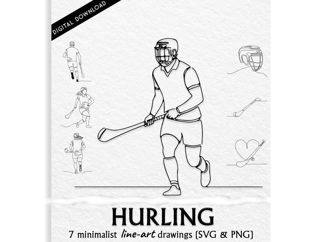 Hurling SVG Bundle – 7 Minimalist Hurling Sport Drawings PNG & SVG ...