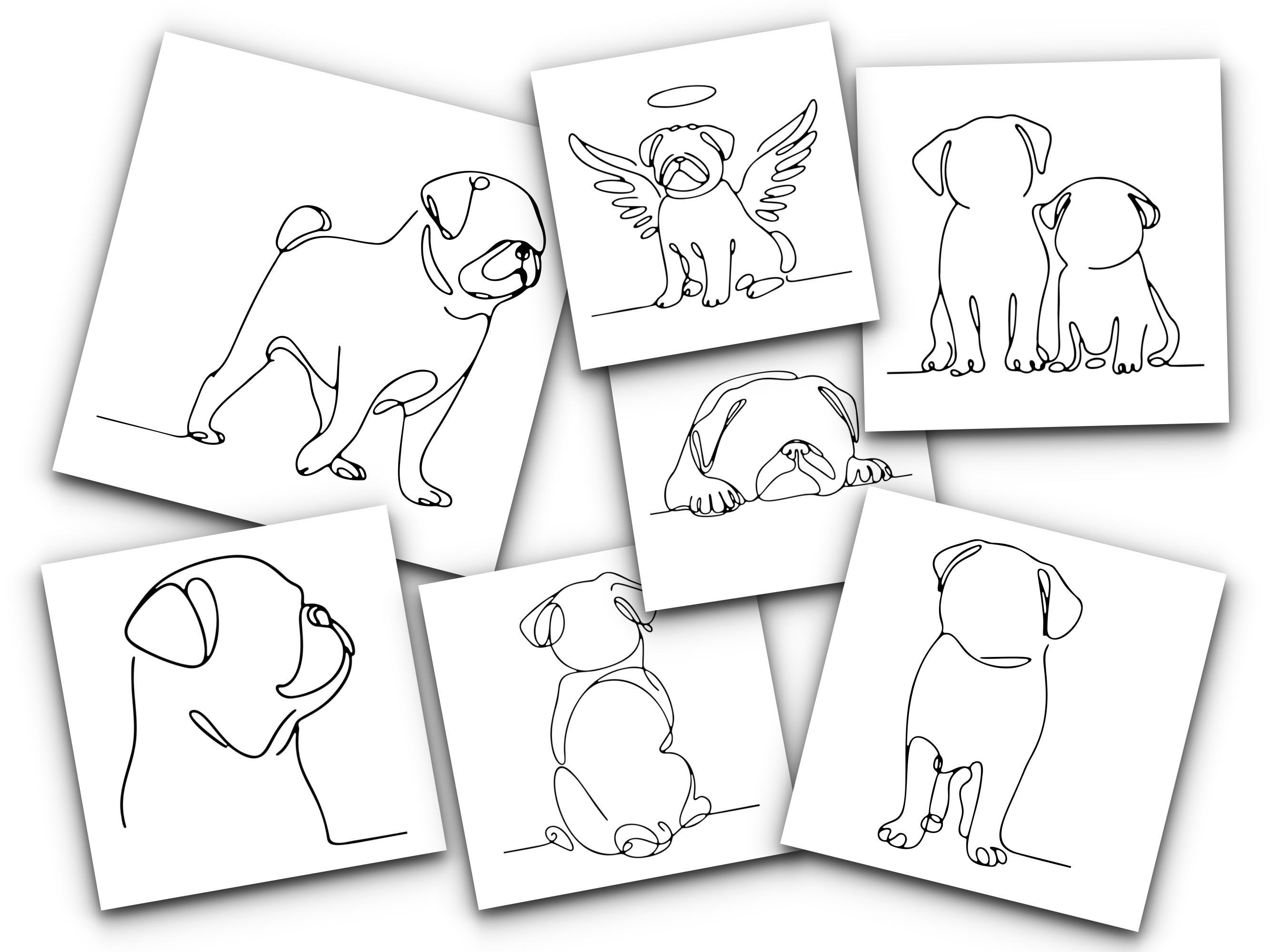 Chug Dogs SVG & PNG Bundle – 7 Minimalist Outline Hand-drawn Designs ...