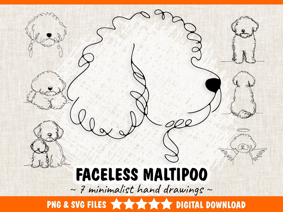 Multipoo Dog SVG & PNG Bundle – 7 Maltepoo Dog Minimalist Outline Hand ...
