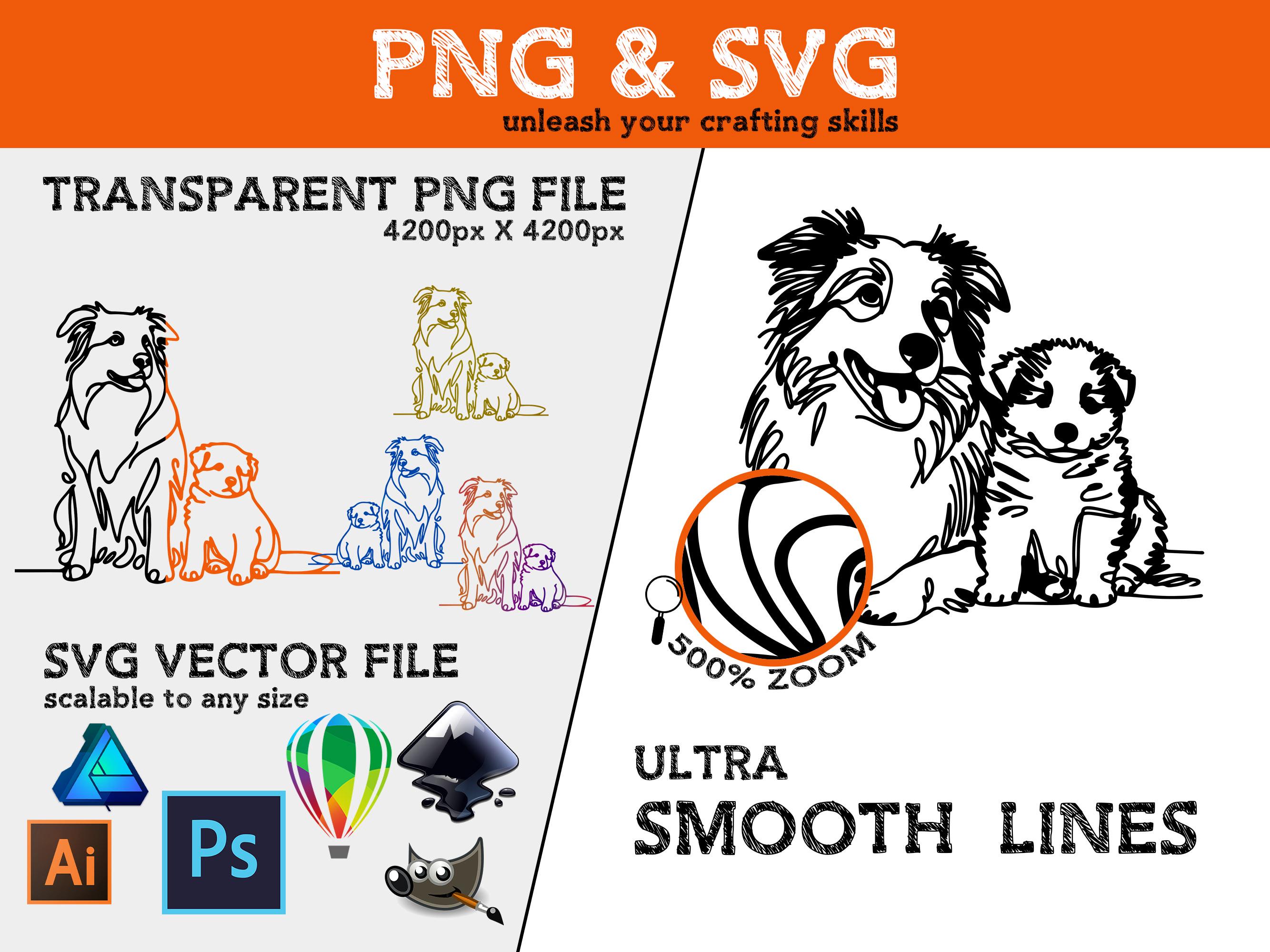 26 Border Collie Dogs SVG & PNG Bundle - Minimalist Lineart Drawing ...