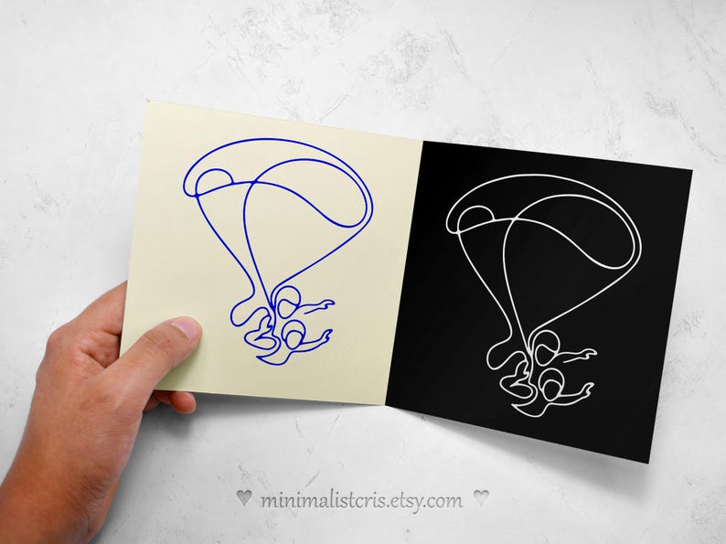 Salto de paraquedas em tandem - Arte minimalista de linha de salto de ...