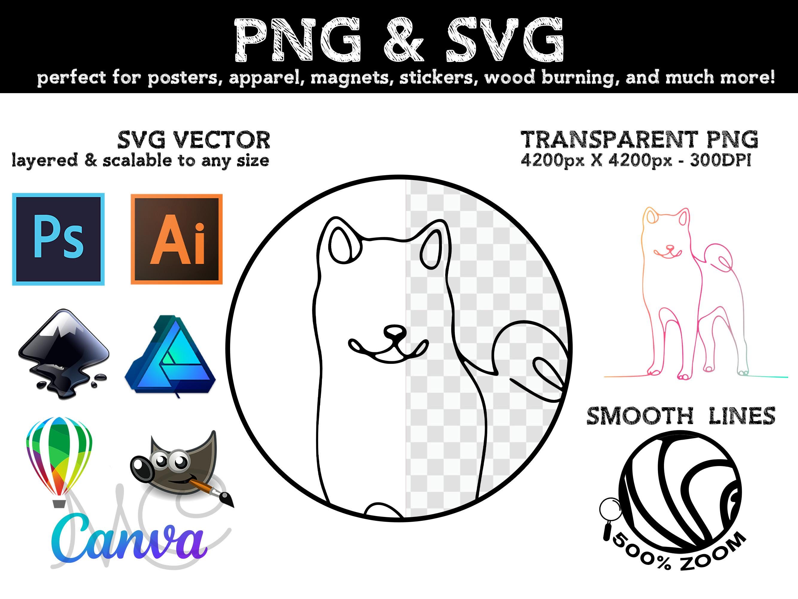 Japanese Akita SVG & PNG Bundle – 7 Akita Inu Minimalist Outline Hand ...
