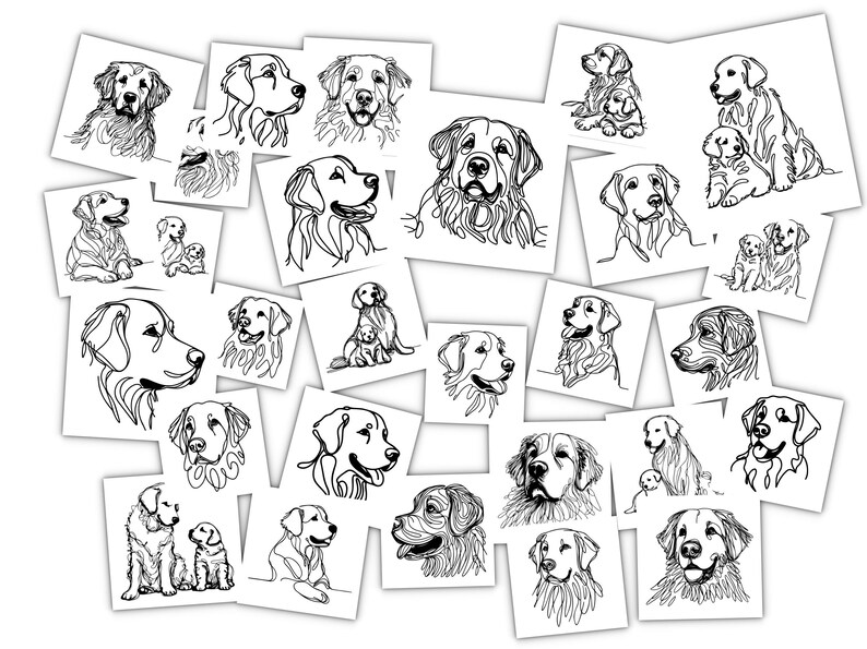 Golden Retriever SVG & PNG Drawings - Golden Retriever Dog Mom Puppy ...