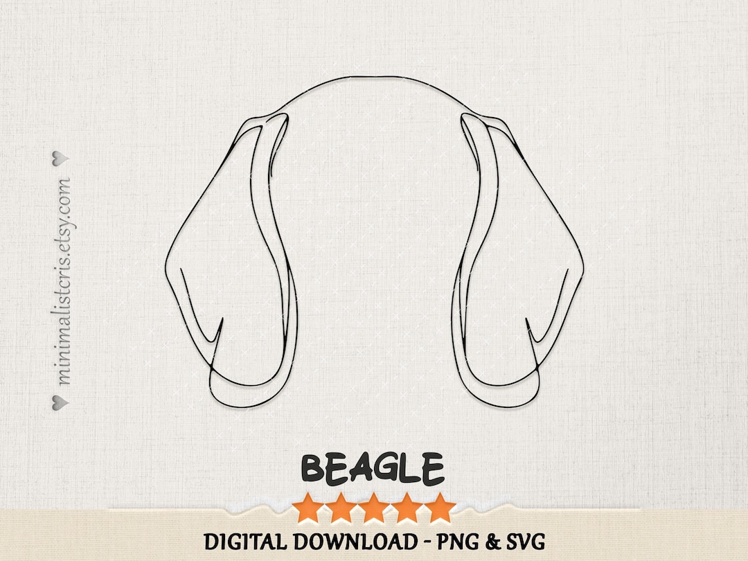 Beagle Ear Tattoo Outline SVG & PNG - Minimalist Beagle Dog Ear Outline ...