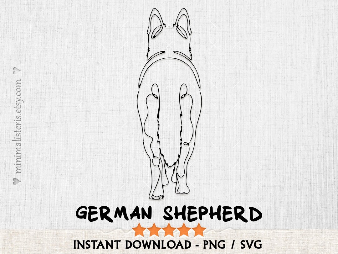 German Shepherd SVG & PNG - German Shepherd Funny Line Art Butt View ...