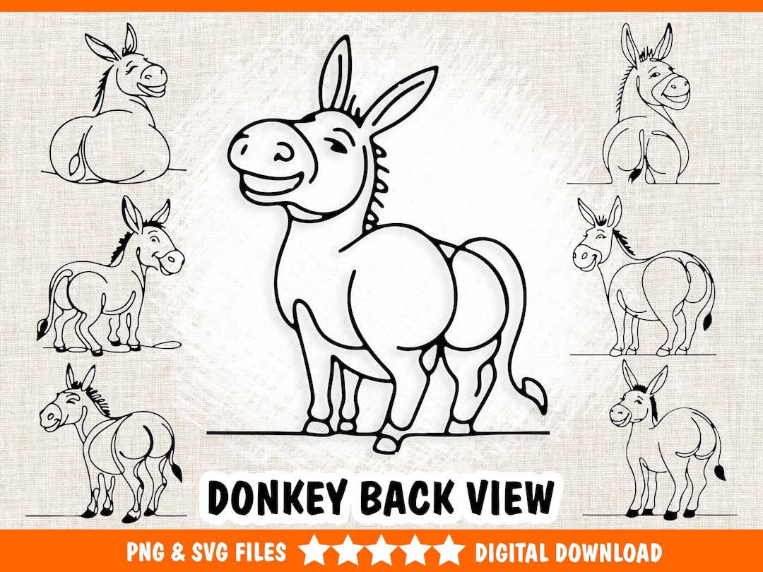 Donkey Butt Line Art Funny Rear View Drawings Svg Png Etsy