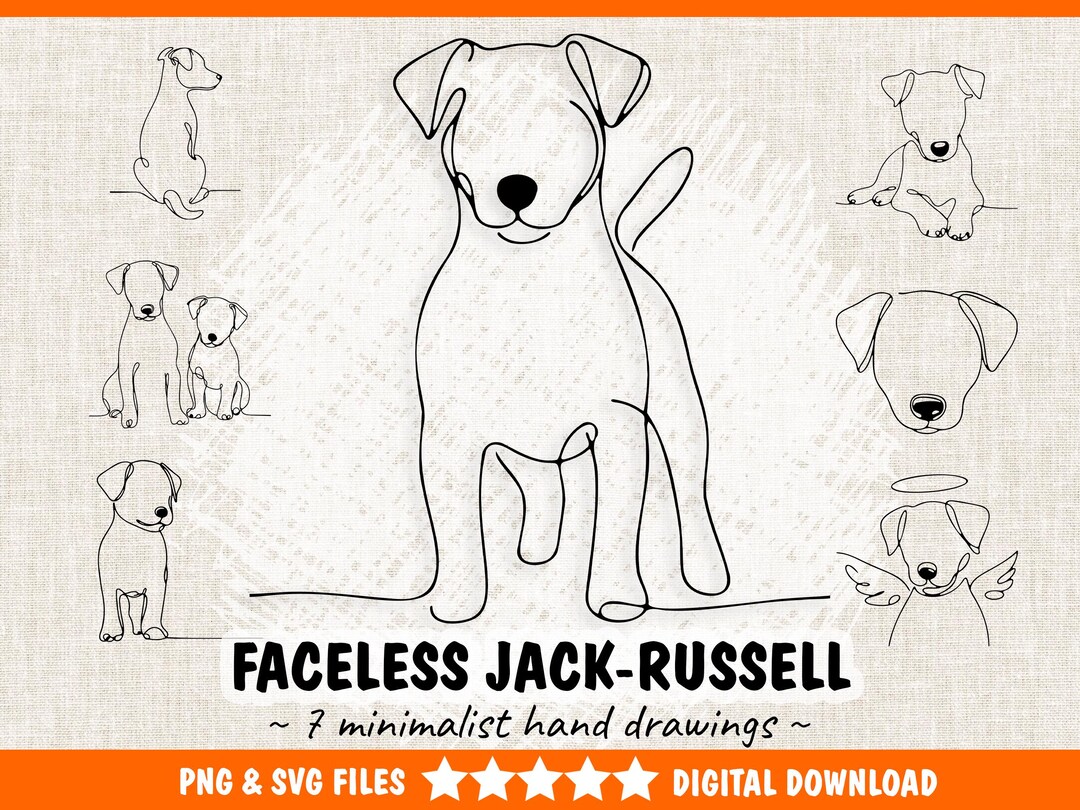 Jack Russell SVG & PNG Bundle – 7 Russell Terrier Minimalist Outline ...