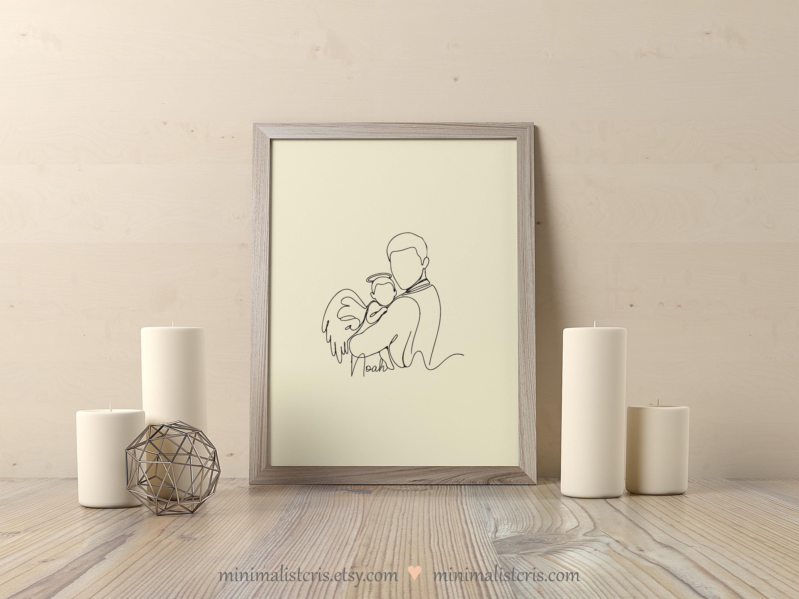 Father Holding Baby Angel SVG & PNG – 7 Minimalist Line Art Drawings ...